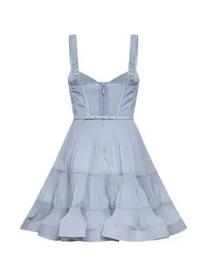 Zimmermann Steel Blue Pleated Mini Dress - Multicolor