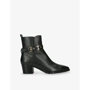 TOD'S Gomma Buckled Leather Heeled Ankle Boots - Black