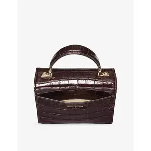ASPINAL OF LONDON Mayfair Midi Leather Top-handle Bag - Amazonbrown