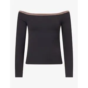 TALA 365 Off-shoulder Rib-jersey Top - Black
