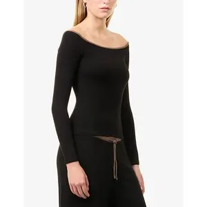 TALA 365 Off-shoulder Rib-jersey Top
