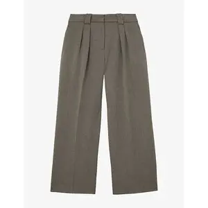 REISS Katya Pleated Wide-leg Woven Trousers