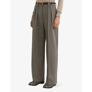 REISS Katya Pleated Wide-leg Woven Trousers
