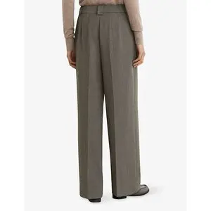 REISS Katya Pleated Wide-leg Woven Trousers