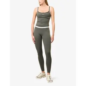 TALA Skinluxe Contrast-strap Jersey Vest Top - Dark Olive