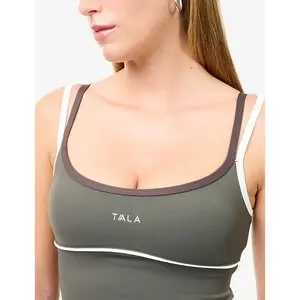 TALA Skinluxe Contrast-strap Jersey Vest Top - Dark Olive