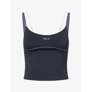 TALA Skinluxe Contrast-strap Jersey Vest Top Xl Shadow Black