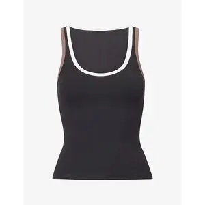 TALA 365 Contrast-trim Rib-jersey Vest Top - Black