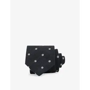 REISS Rocco Textured Polka-dot Wool-silk Tie - Navy