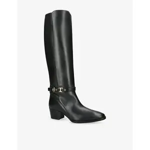 TOD'S Gomma Buckled Leather Heeled Knee-high Boots