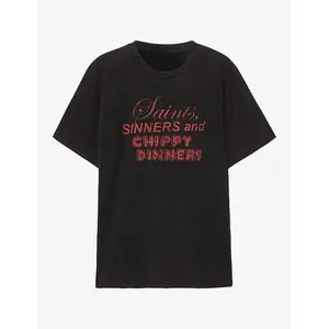 ALLSAINTS Chippy Graphic-print Cotton T-shirt - Washed Black