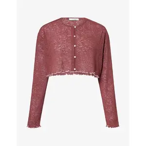 HYPHEN Kenny Cropped Knitted Top - Plum