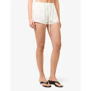 HYPHEN Drawstring-waist Satin Shorts
