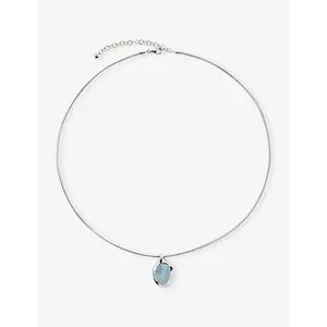 Monica Vinader Odyssey Gemstone Pebbled Sterling And Aquamarine Chain Necklace - Silver