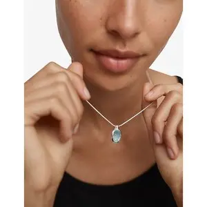 Monica Vinader Odyssey Gemstone Pebbled Sterling And Aquamarine Chain Necklace - Silver