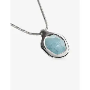 Monica Vinader Odyssey Gemstone Pebbled Sterling And Aquamarine Chain Necklace - Silver