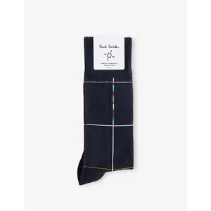 Paul Smith Signature Check Cotton-blend Socks - Blue