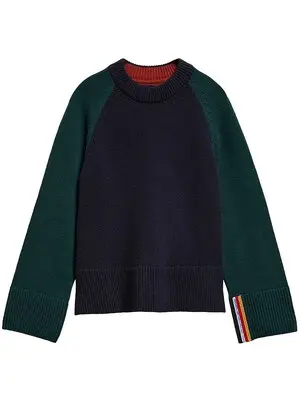 Barbour Tyneside Crewneck Sweater In Wool And Polyamide Navy