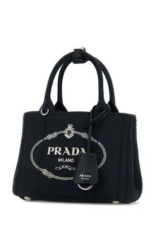 Prada Dark Canvas Mini Jardiniã¨re Handbag - Blue