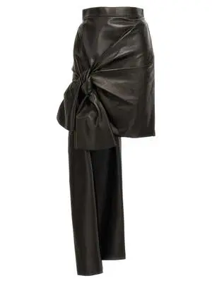 Alexander McQueen Maxi Bow Leather Skirt - Black