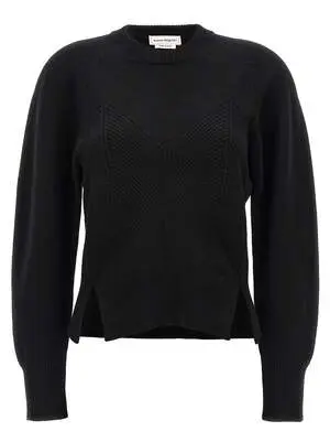 Alexander McQueen Chevron Corset' Sweater - Black