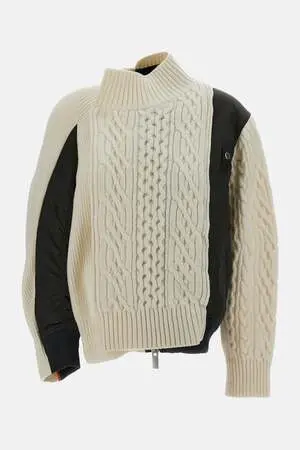 Sacai Nylon Twill X Wool Knit Blouson - Multicolor