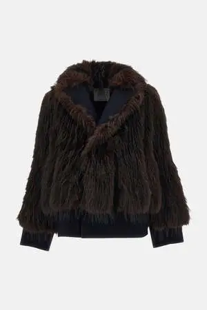 Sacai Wool Melton X Faux Fur Jacket - Multicolor