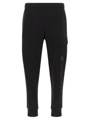 C.P. COMPANY Diagonal Raised Fleece' Pants With Lens Detail - Black