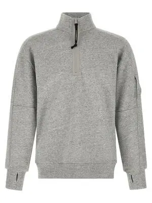 C.P. COMPANY Diagonal Raised Fleece Sweatshirt And Lens Detail - Gray
