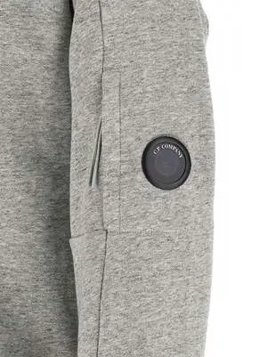 C.P. COMPANY Diagonal Raised Fleece Sweatshirt And Lens Detail - Gray