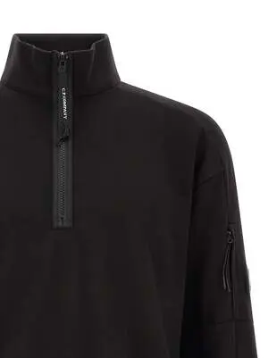 C.P. COMPANY Diagonal Raised Fleece Sweatshirt And Lens Detail - Black