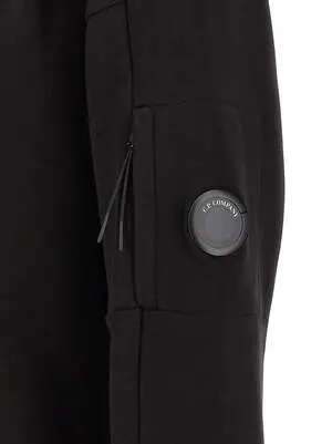 C.P. COMPANY Diagonal Raised Fleece Sweatshirt And Lens Detail - Black