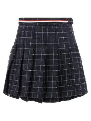 Thom Browne Rwb' Pleated Tweed Skirt - Blue