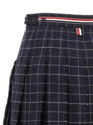 Thom Browne Rwb' Pleated Tweed Skirt