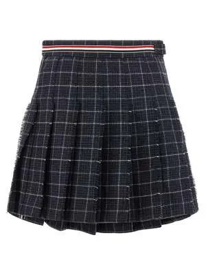 Thom Browne Rwb' Pleated Tweed Skirt - Blue