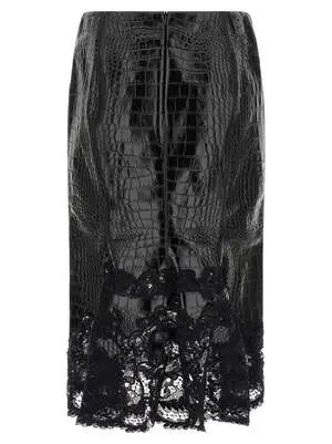 ERMANO SCERVINO Ermanno Scervino Coconut Print Sheath Skirt With Lace