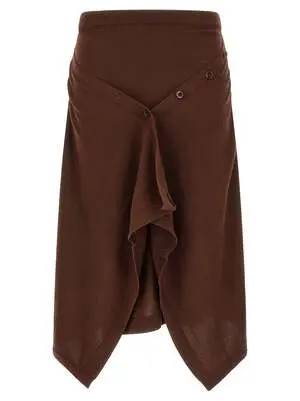 LEMAIRE Button Asymmetrical Skirt - Brown
