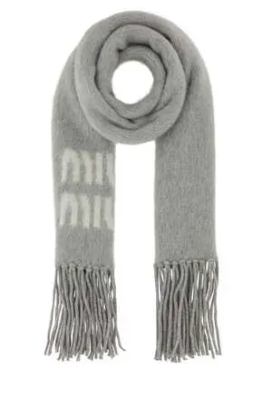Miu Miu Grey Mohair Blend Scarf - Gray
