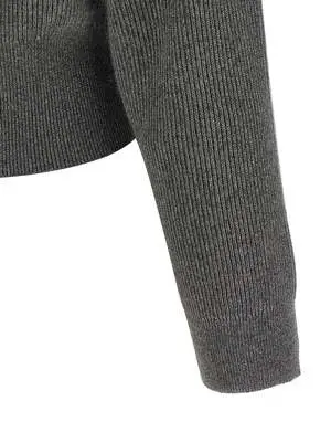 Brunello Cucinelli Ribbed Cardigan With Leather Detail