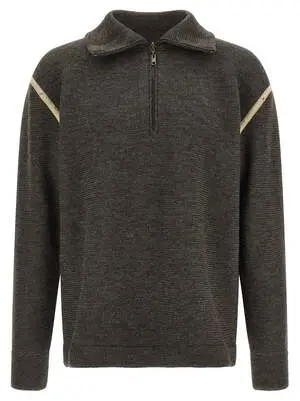 MAISON MARGIELA Elbow Patch Quarter-zip Reversible Sweater - Gray
