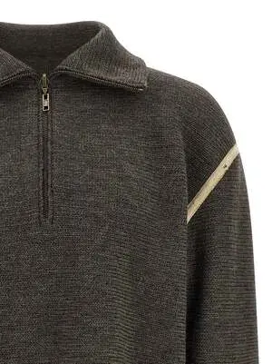 MAISON MARGIELA Elbow Patch Quarter-zip Reversible Sweater