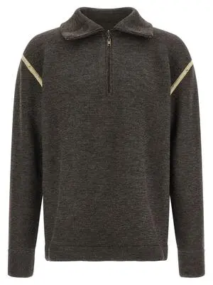 MAISON MARGIELA Elbow Patch Quarter-zip Reversible Sweater - Gray