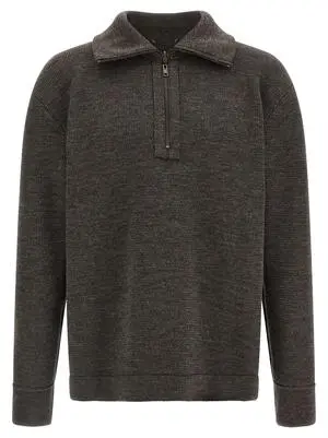 MAISON MARGIELA Elbow Patch Quarter-zip Reversible Sweater - Gray