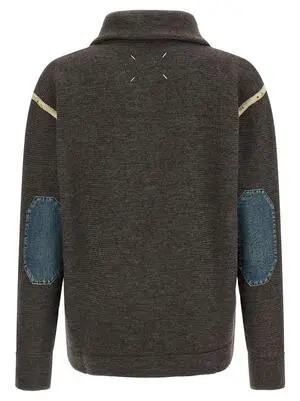MAISON MARGIELA Elbow Patch Quarter-zip Reversible Sweater - Gray
