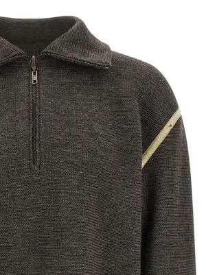 MAISON MARGIELA Elbow Patch Quarter-zip Reversible Sweater - Gray