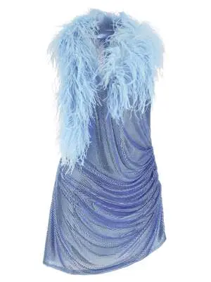 Giuseppe Di Morabito Dress With Removable Crystals And Feathers - Blue