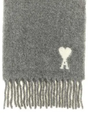AMI Paris Adc Logo Scarf And Fringes