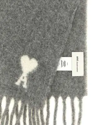 AMI Paris Adc Logo Scarf And Fringes