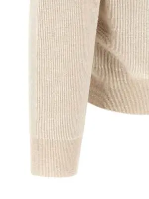 Brioni High Neck Sweater With Zip - Cream