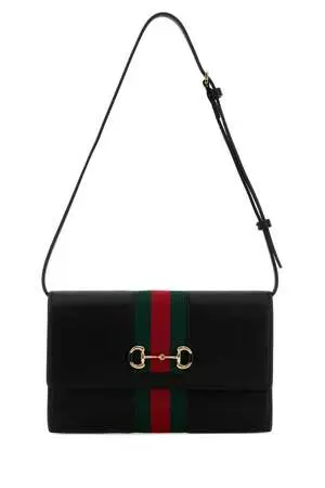 Gucci Leather Horsebit Web Wallet - Black